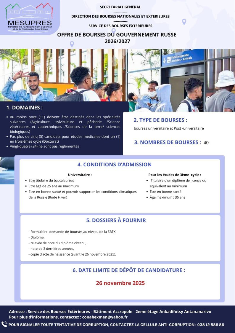 MESUPRES | Offre de bourses d'études